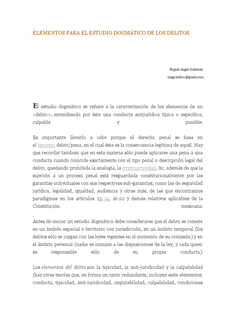 2a Elementos para El Estudio Dogmático de Los Delitos | PDF | Derecho ...