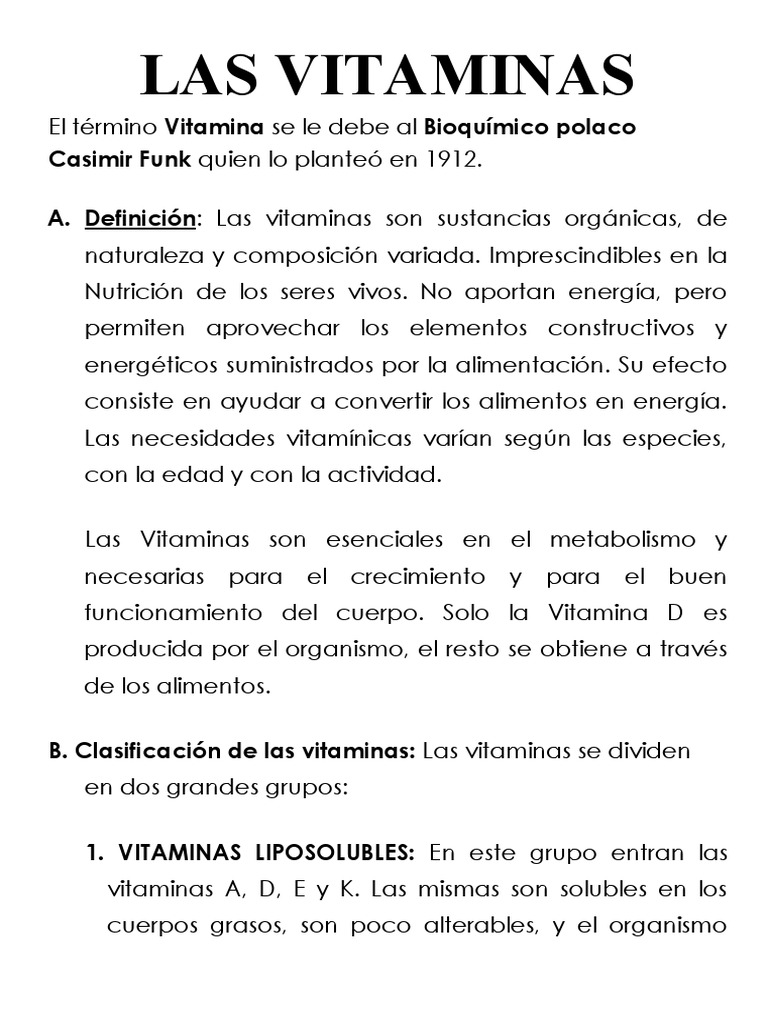 Las Vitaminas | PDF | Vitamina | Alimentos