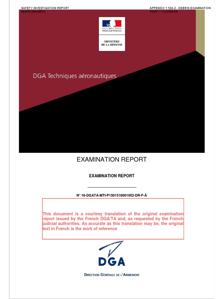 MH370 Flaperon Examination Report | PDF