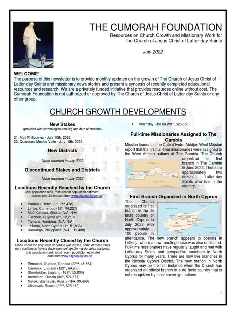 LDS Church Growth Developments in July 2022 | PDF | Latter Day Saint ...