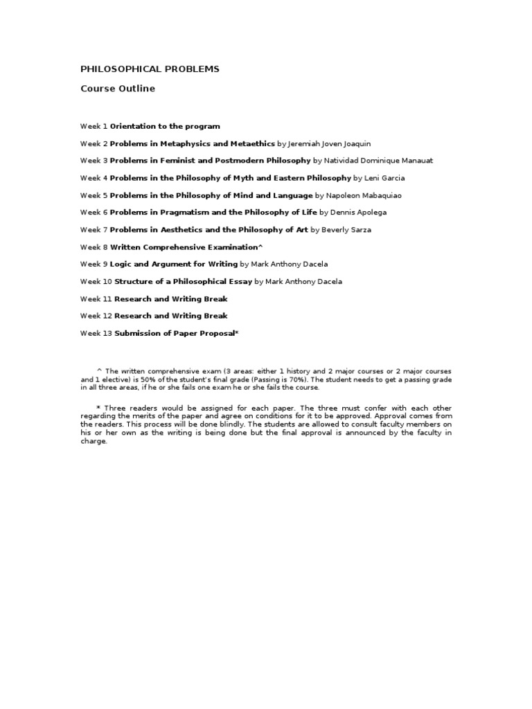 Philosophical Problems Course Outline | PDF