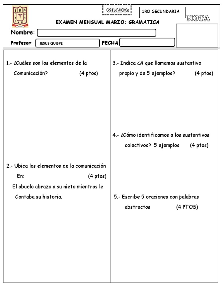 Gramatica 1ro Sec Pdf
