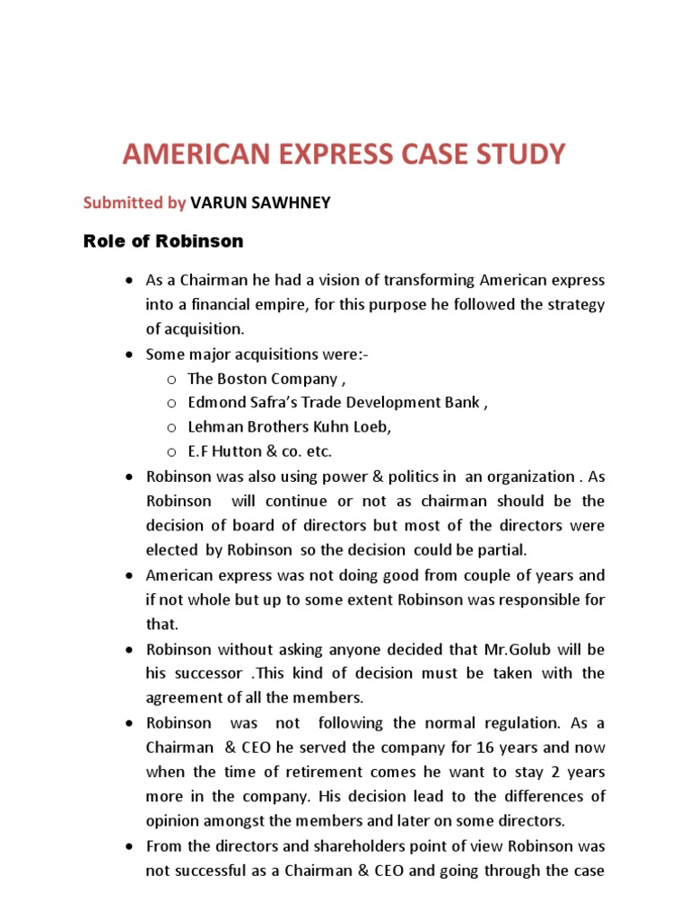 American Express Case Study | PDF | American Express | Board Of Directors