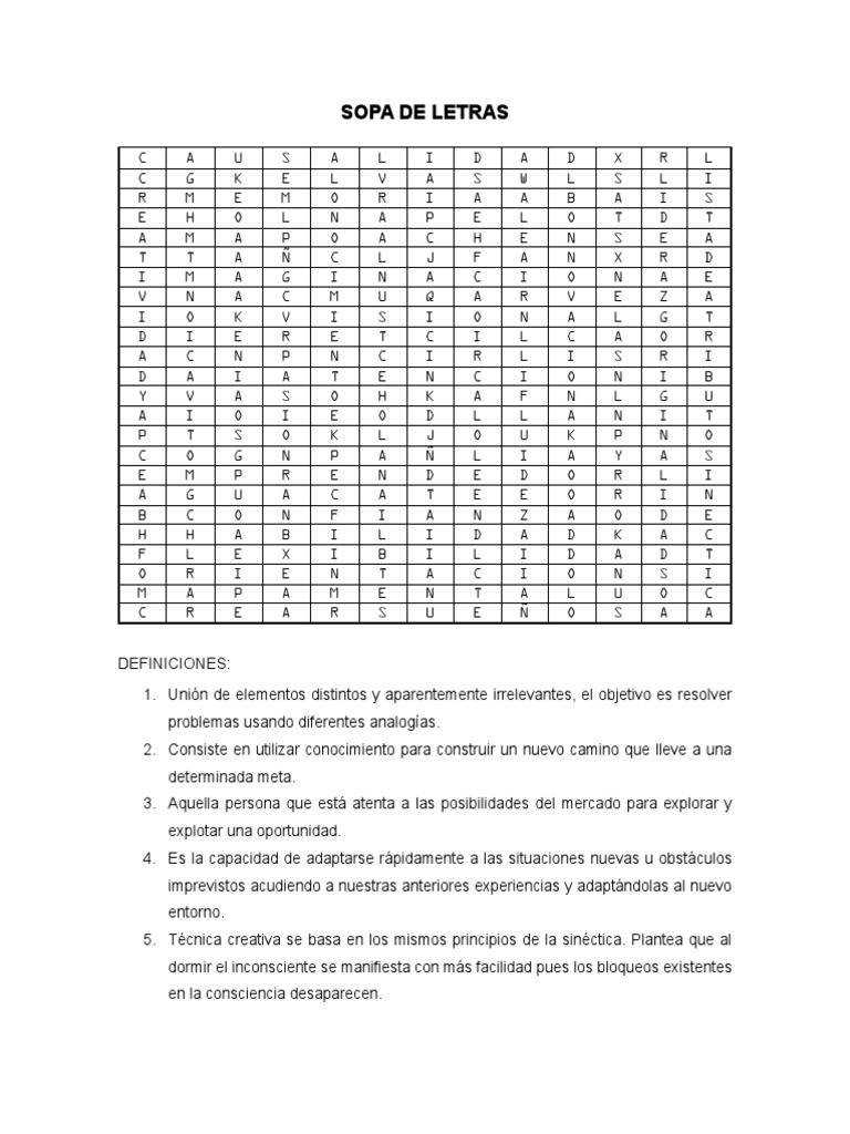 SOPA DE LETRAS Resuelto | PDF | Creatividad | Ciencias del comportamiento