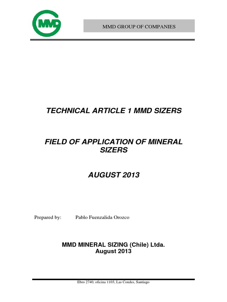 Technical Article 1 MMD Sizers: MMD Group of Companies | PDF | Physical Sciences