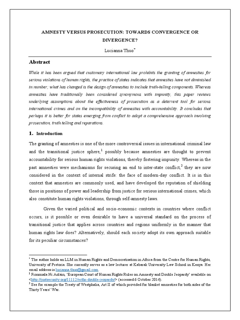 Amnesties and Prosecutions in Human Rights | PDF | International Law ...