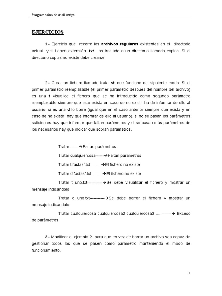 Ejercicios Adicionales Shell Script | PDF