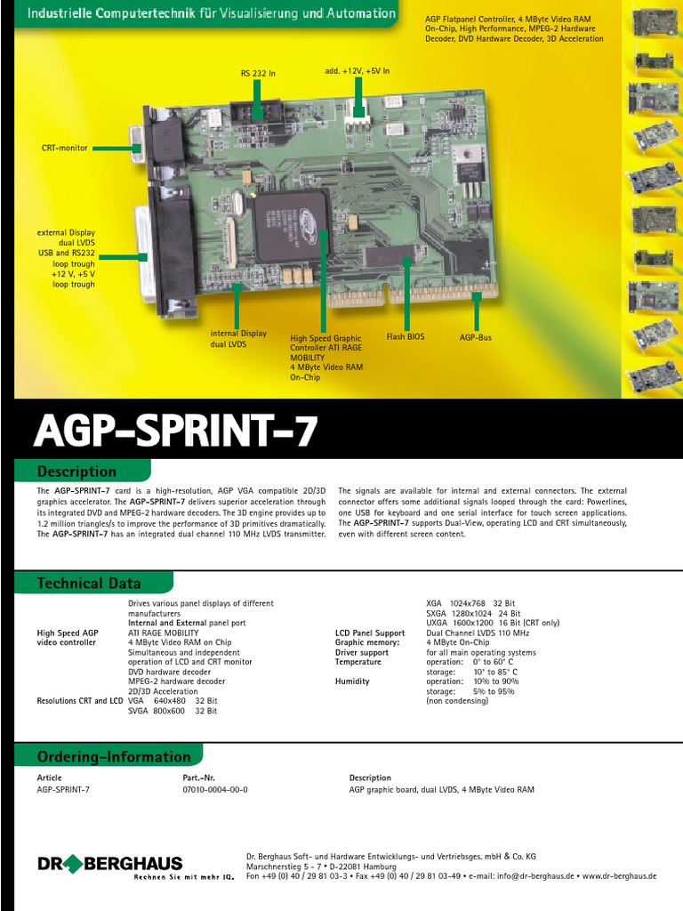 AGP-SPRINT-7 Dual Channel LVDS Graphics Card | PDF | Graphics ...