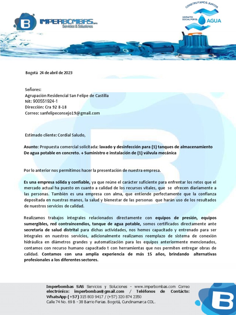 Bogotá 24 de Abril de 2023: Contácto: Whatsapp (+57) 315 803 9417 ...