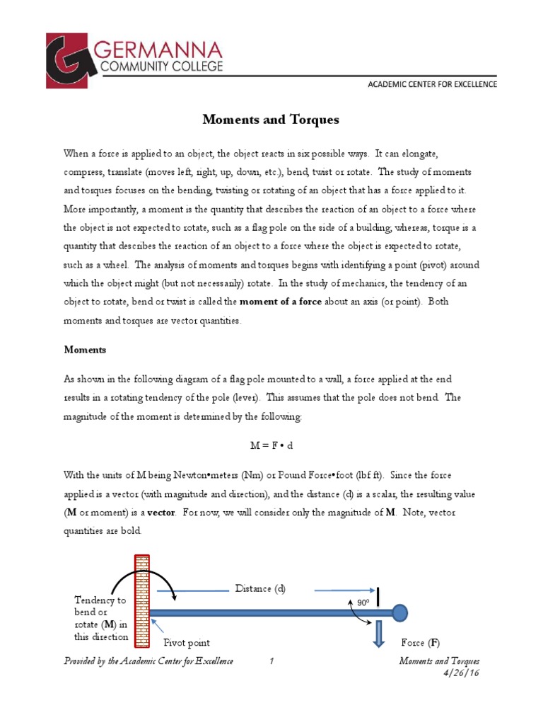 Moments and Torques | PDF | Torque | Force