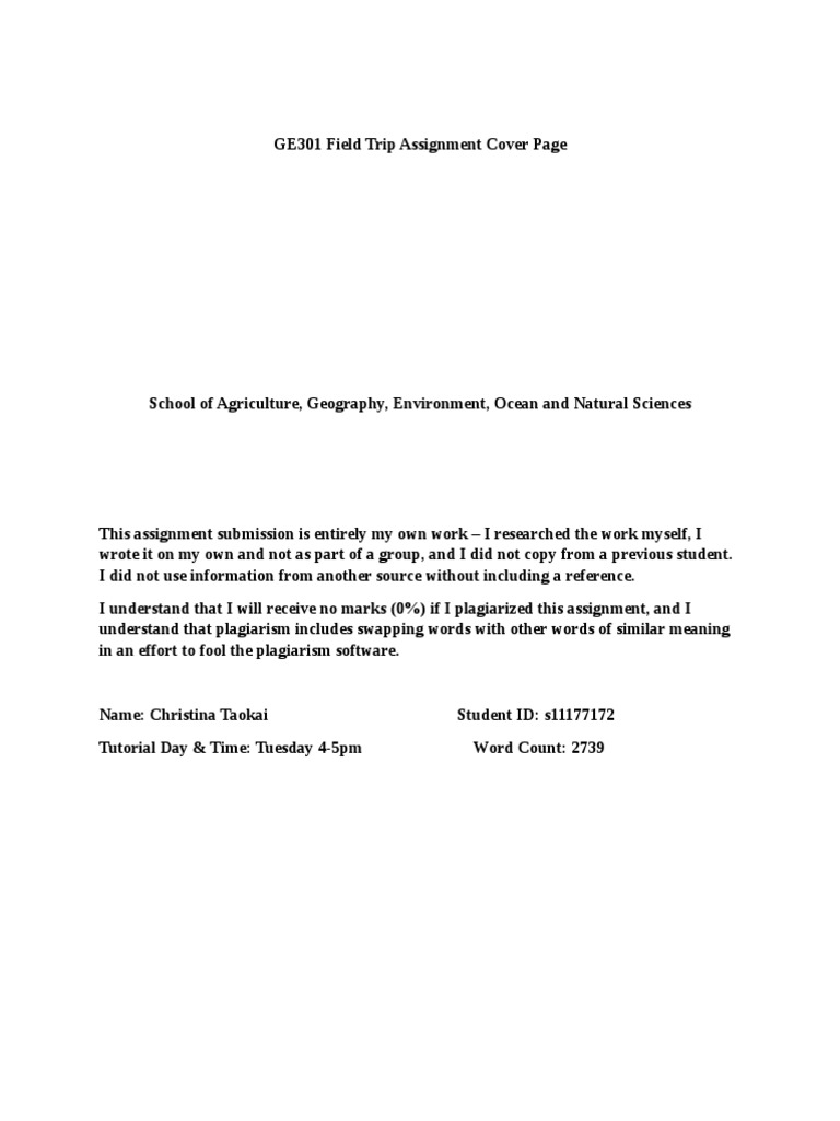 GE301 Field Trip Assignment 2 | PDF | Sea | Oceans