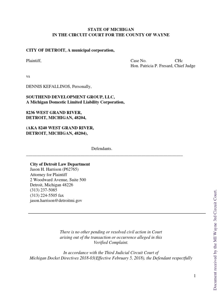 8236 W. Grand River Complaint Filed | PDF | Nuisance | Lien