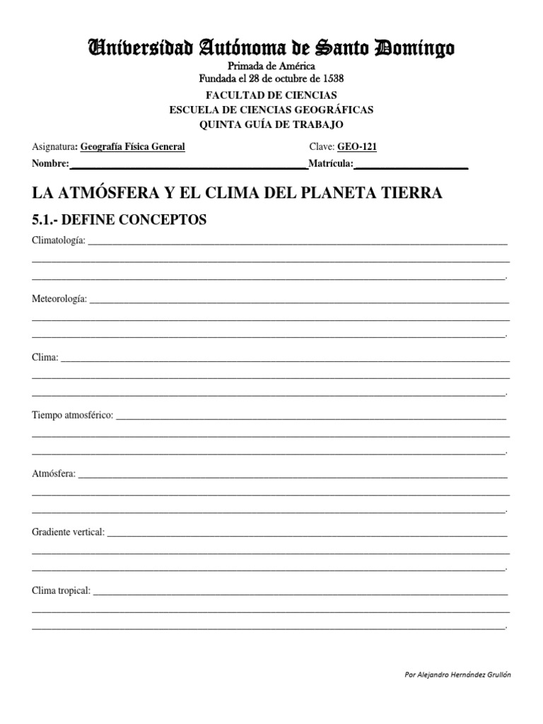 Guía #5 Climatología - La Atmósfera y El Clima Del Planeta Tierra | PDF