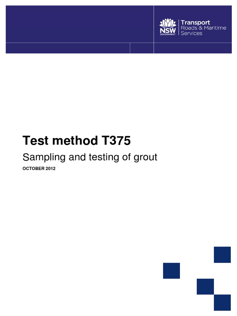 Sampling and Testing of Grout (t375) | PDF