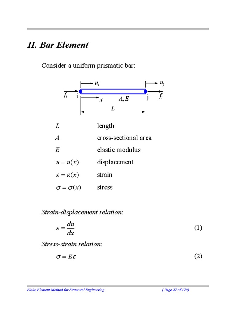 Prismatic Bar Element Analysis | PDF