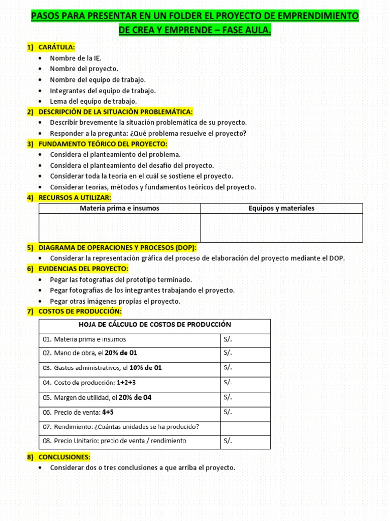FORMATO-INFORME DE PROYECTO-CREA Y EMPRENDE | PDF