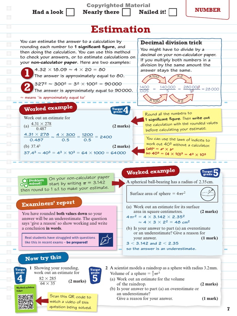 Estimation Techniques in GCSE Maths | PDF