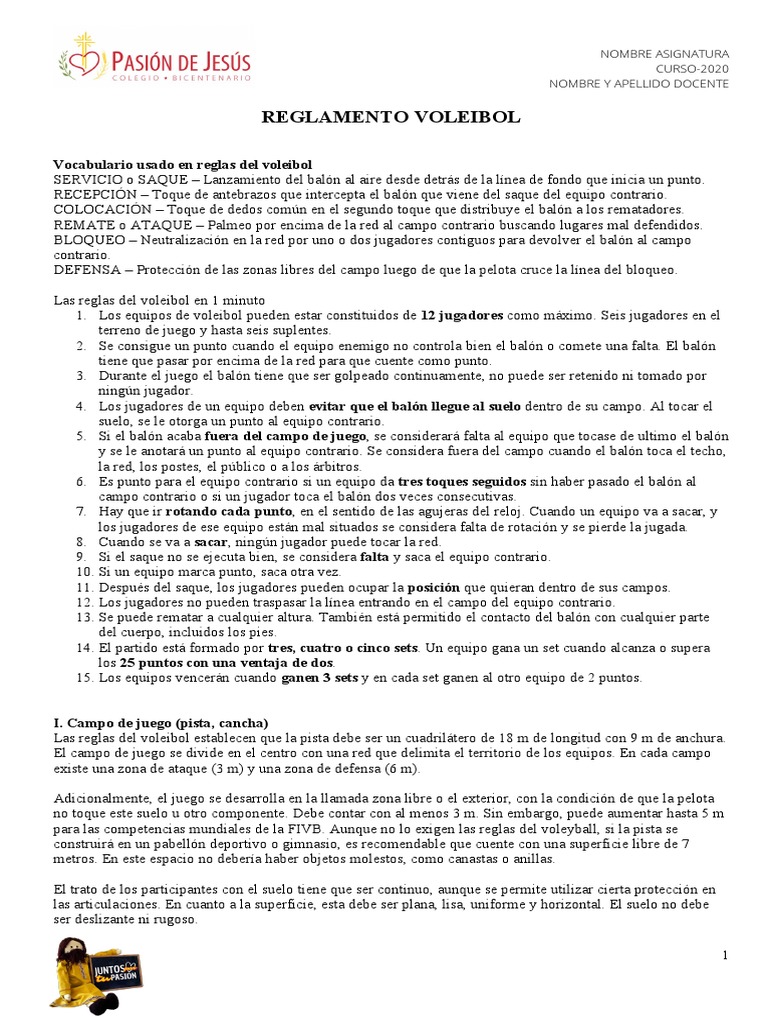 Reglas y Medidas del Voleibol | PDF