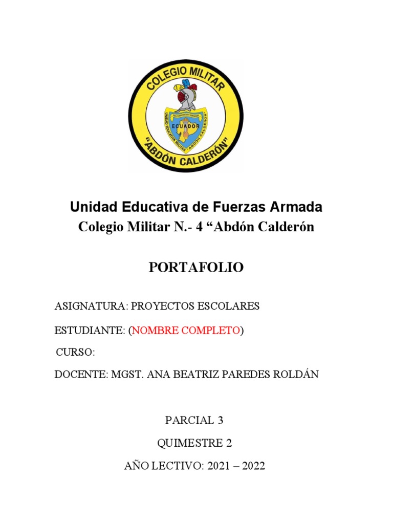PROYECTOS ESCOLARES CARÁTULA PORTAFOLIO | PDF