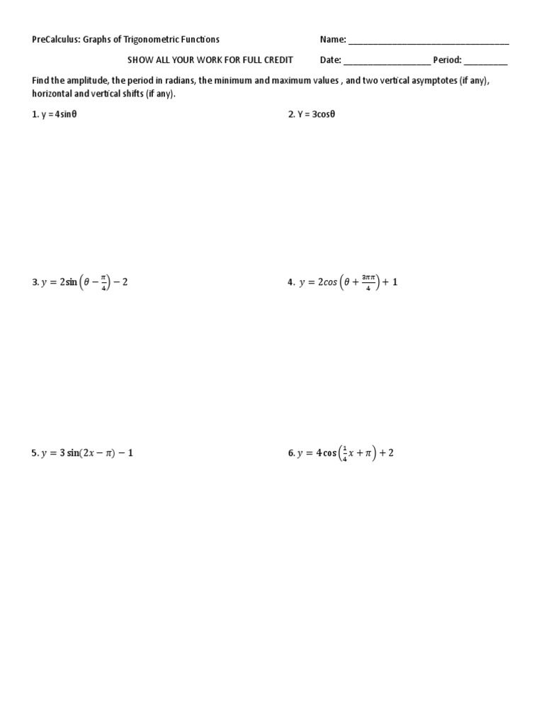 4.5-4.6 Trig Graph Practice | PDF