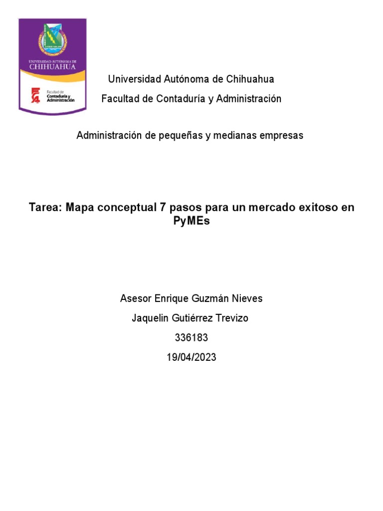 Tarea s7 Mapa Conceptual 7 Pasos para Un Mercadeo Exitoso en Pymes | PDF