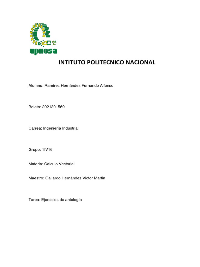 Intituto Politecnico Nacional: Alumno: Ramírez Hernández Fernando ...