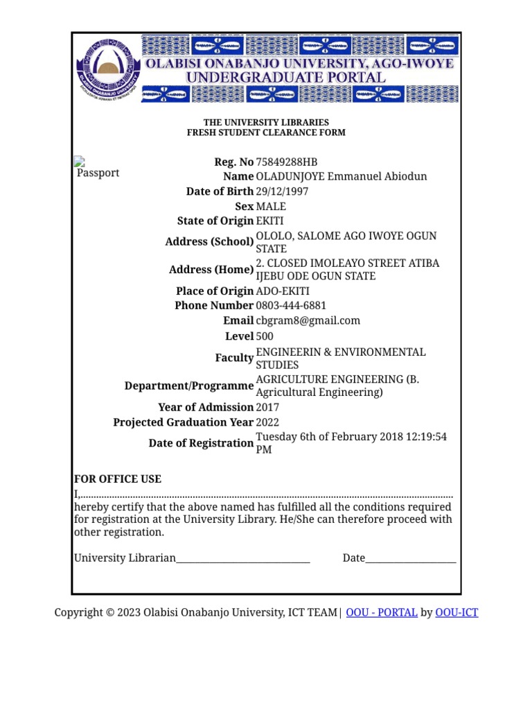 Library Clearance Form | PDF