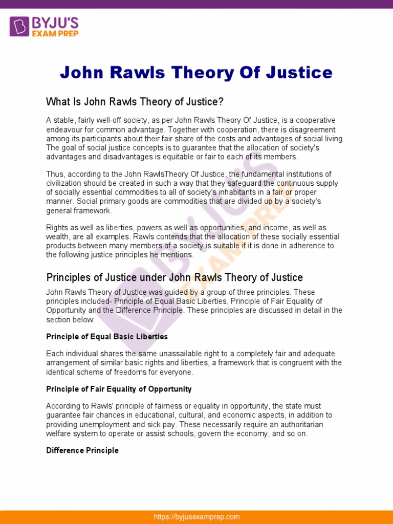 What Is John Rawls Theory of Justice? | PDF