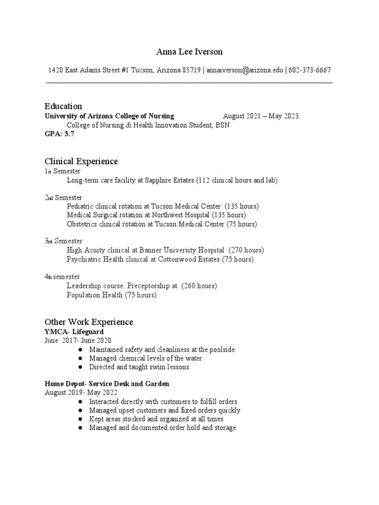 Anna Iverson Resume | PDF