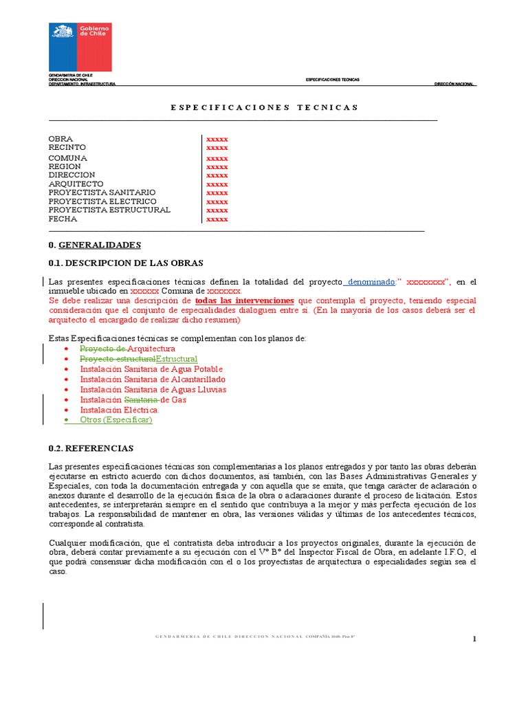 Especificaciones Tecnicas | PDF