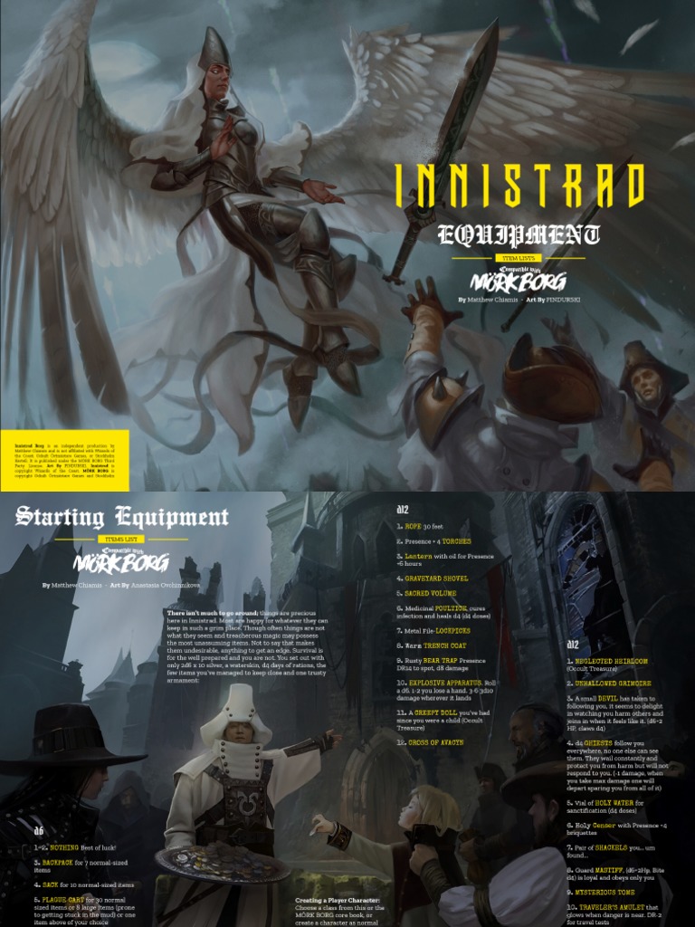 Innistrad X Mork Borg Equipment | PDF