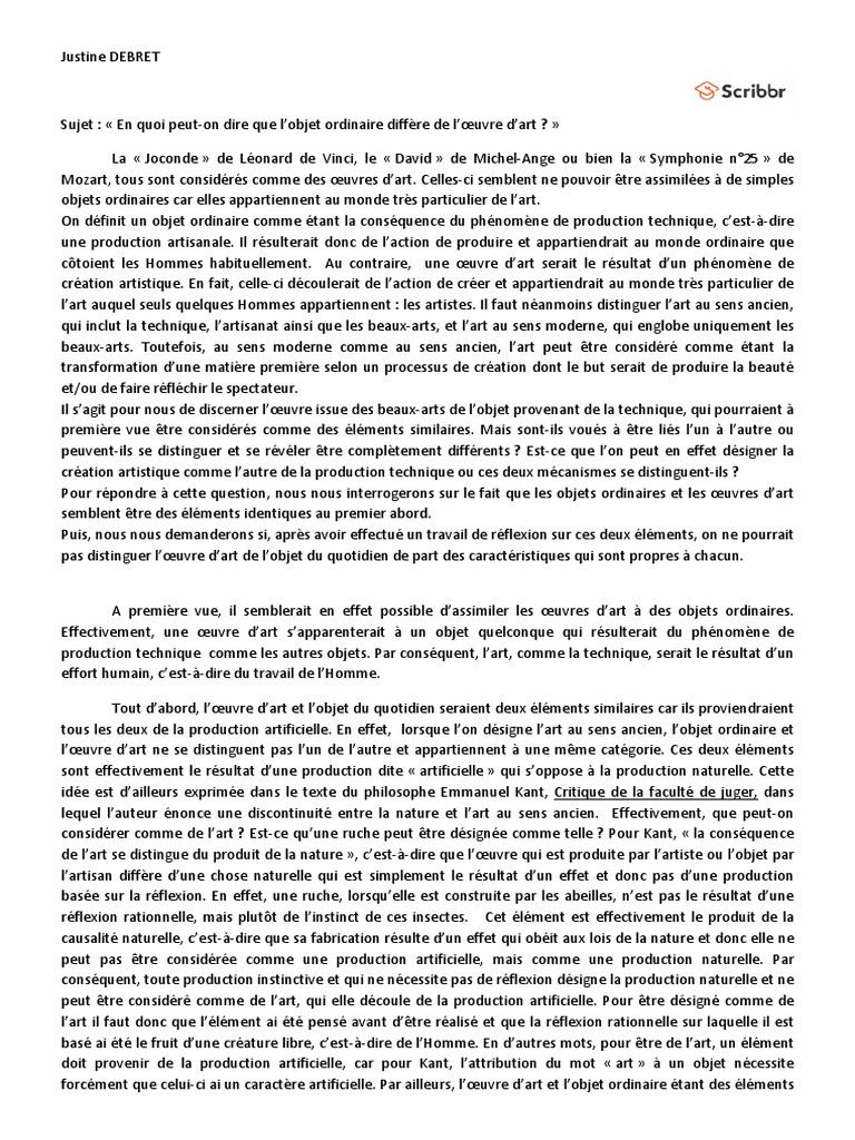 Exemple Dissertation de Philosophie 3 | PDF | Essence (concept) | Emmanuel Kant
