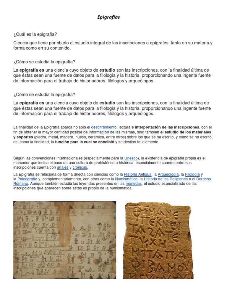 Introducción a la Epigrafía | PDF