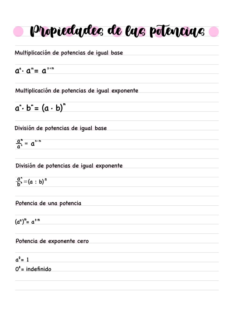 Propiedades de las Potencias Matemáticas | PDF