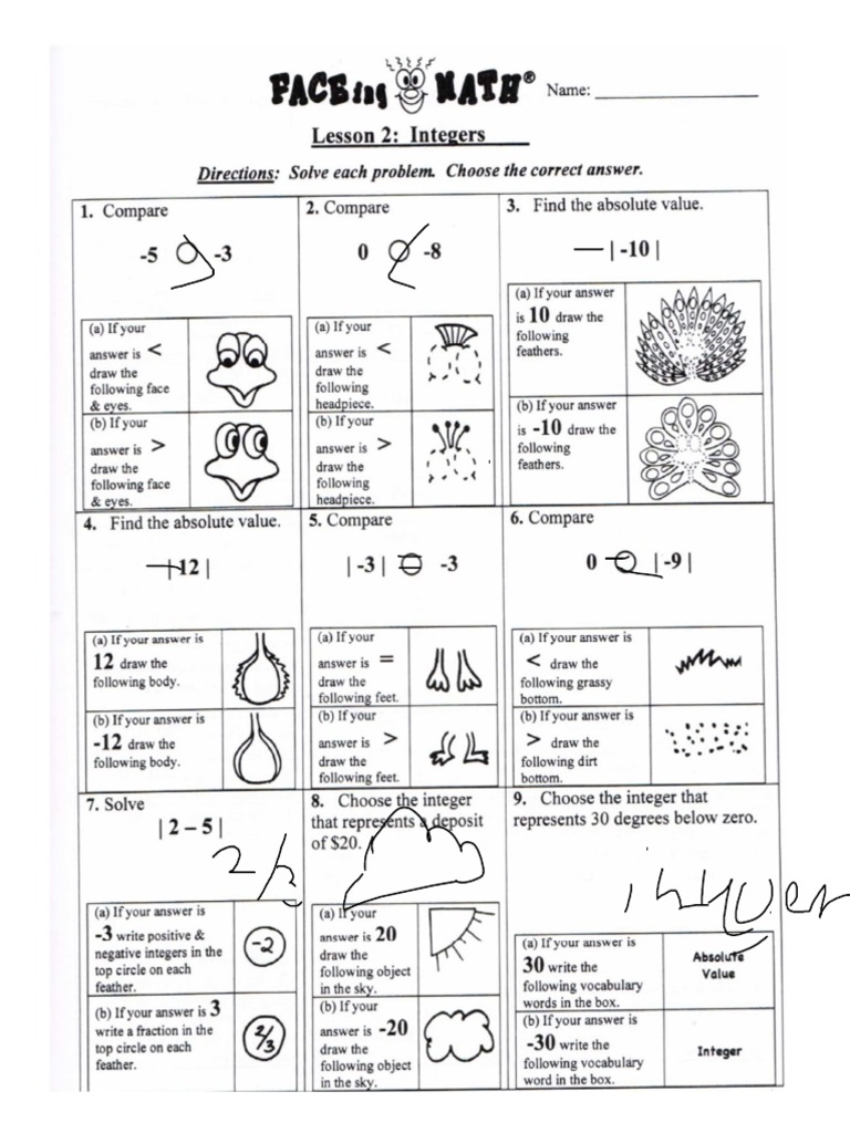 Kami Export - Juan Navarro - Gr6_Facing Math_Lesson 2_Integers | PDF
