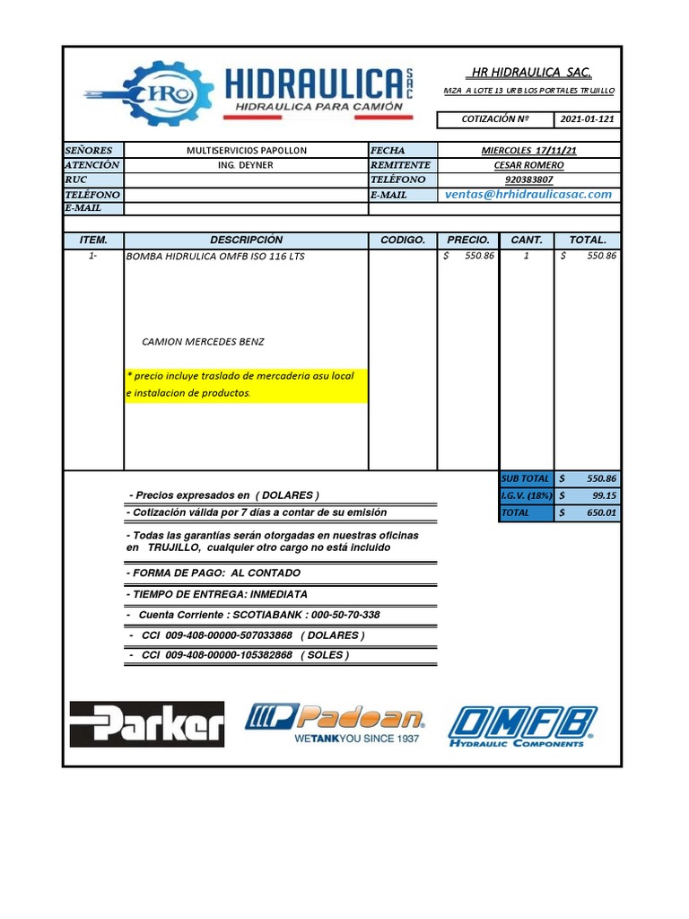 Bomba Hidraulica Mercedes Benz | PDF