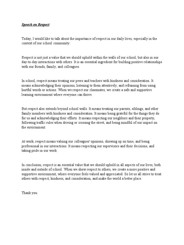 Speech On Respect | PDF