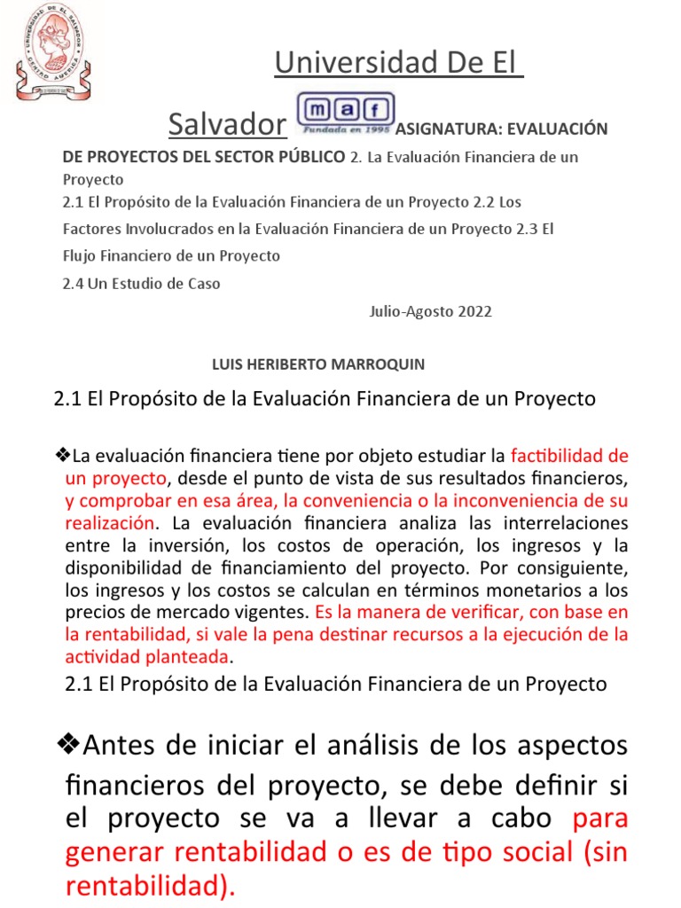 2022 Evaluación Financiera JJGT | PDF