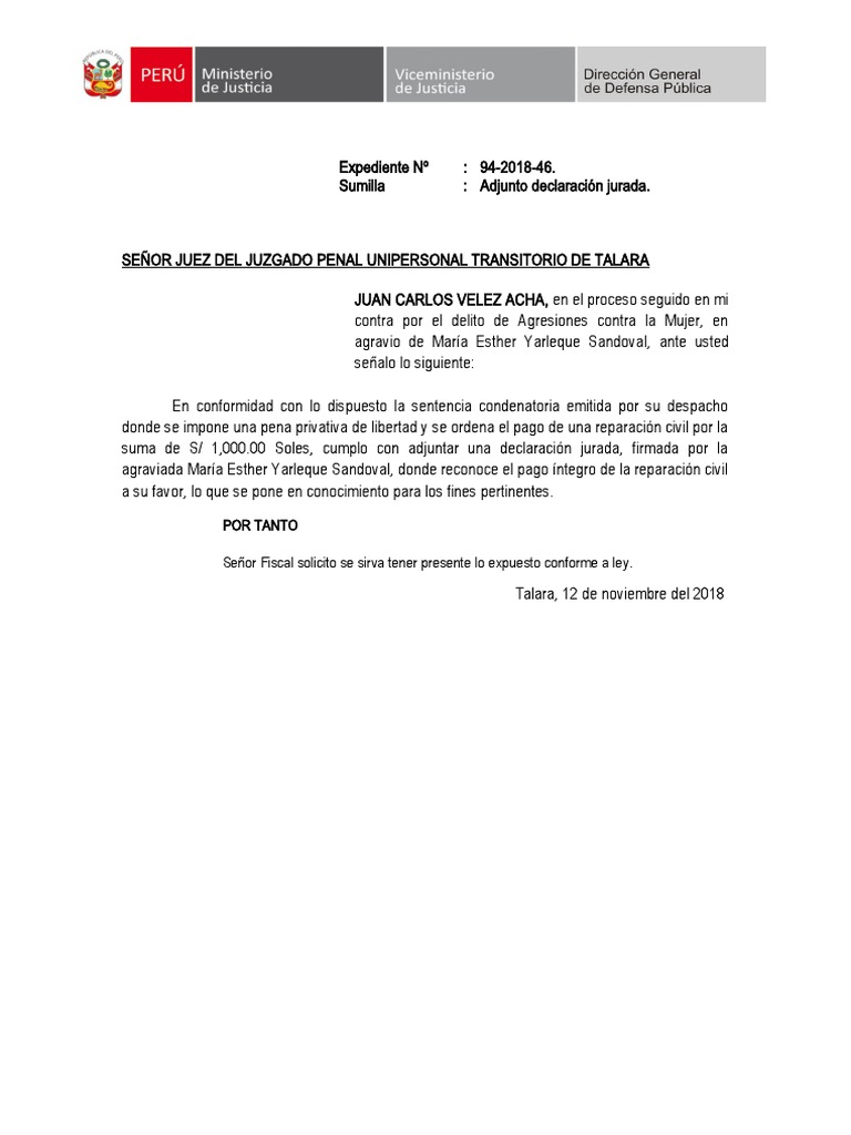 Escrito Exp. 94-2018 | PDF