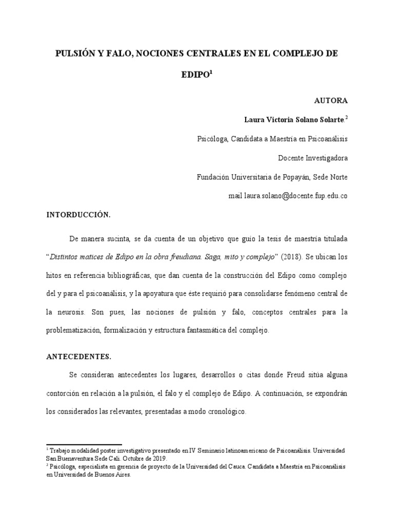 Pulsión, falo y el desarrollo del concepto del complejo de Edipo en la ...