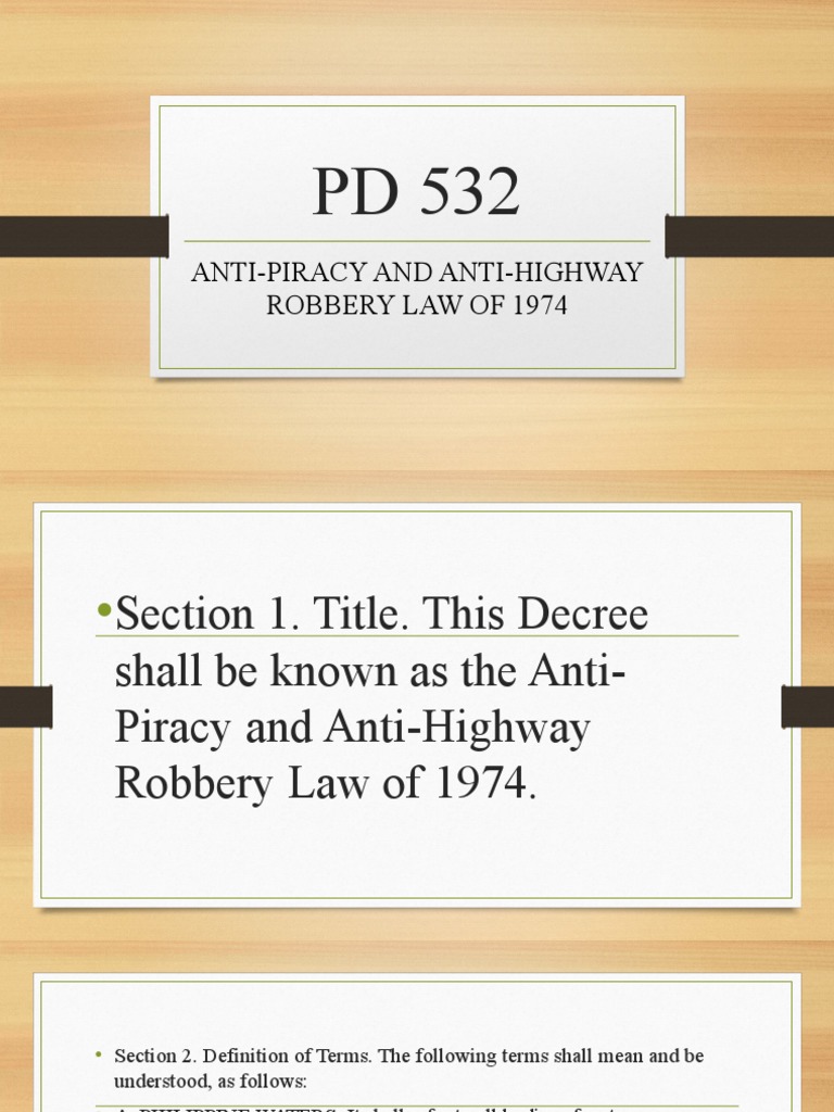 Anti Piracy And Anti Highway Robbery Law Of 1974 PDF