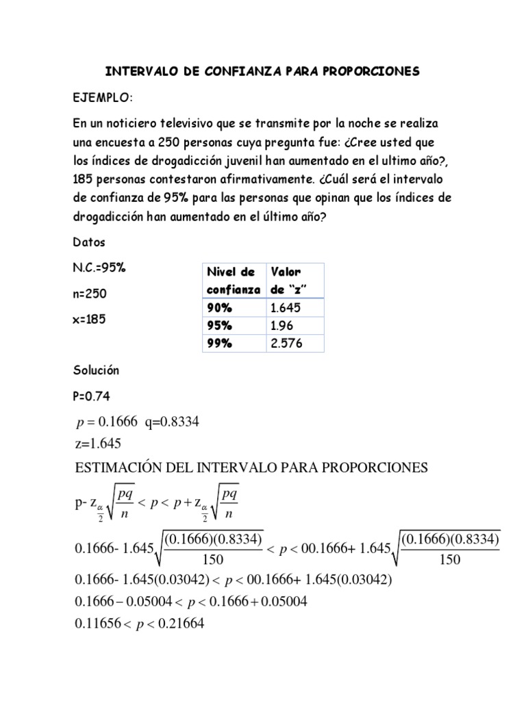 Ejemplo de Intervalo de Confianza para Proporciones | PDF