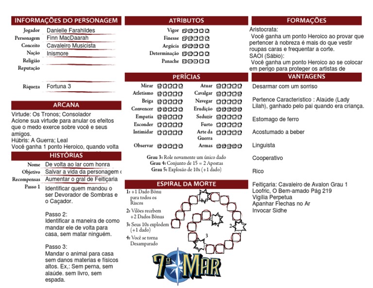 7º Mar - Ficha Editável Português | PDF