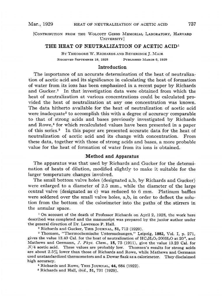 Heat of Neutralization of Acetic Acid | PDF | Sodium Hydroxide | Acid