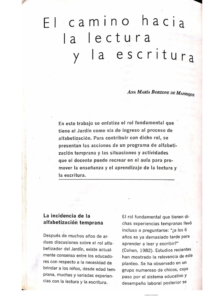 El Camino Hacia La Lectura y La Escritura | PDF