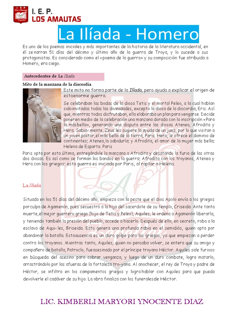 La Iliada | PDF | Ilíada | Aquiles