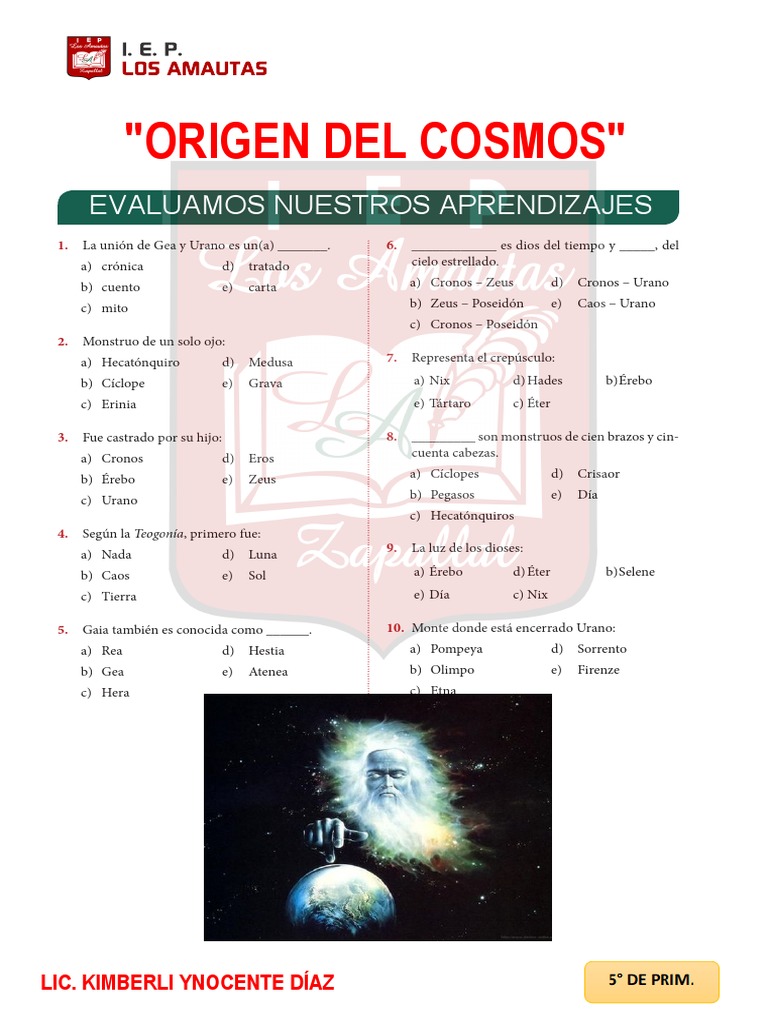 Origen del Cosmos según Hesíodo | PDF