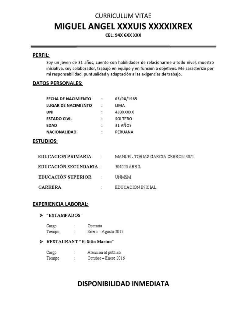 modelo-de-curriculum-vitae-simple-en-word-para-editar | PDF