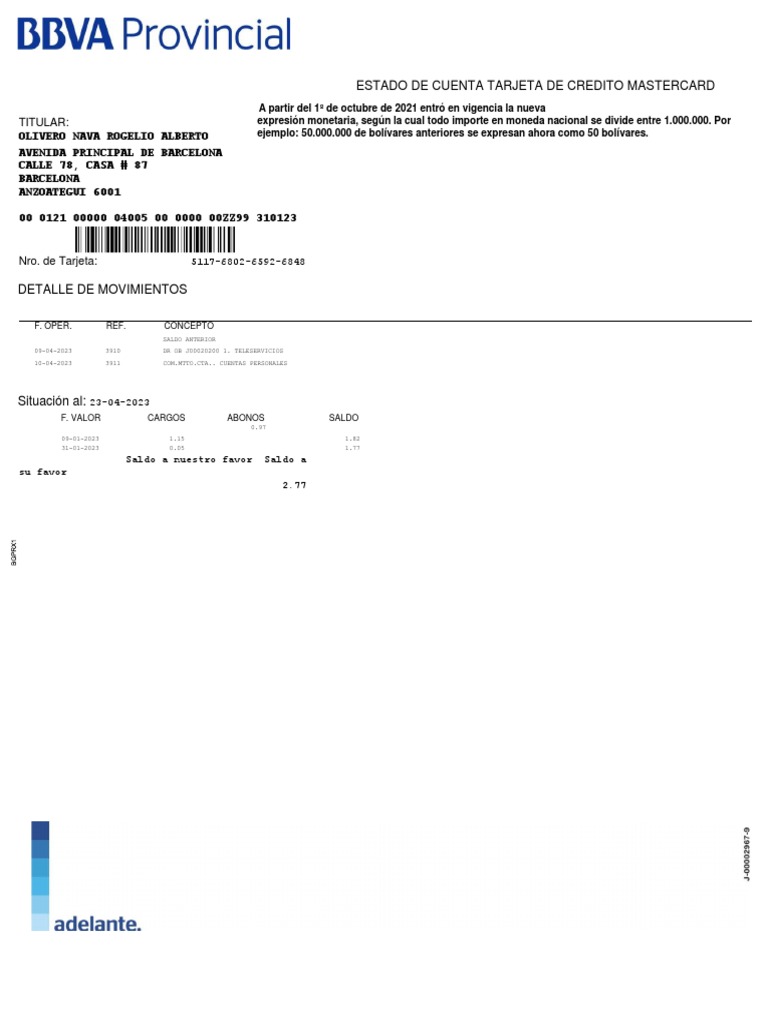 Estado de Cuenta Mastercard | PDF