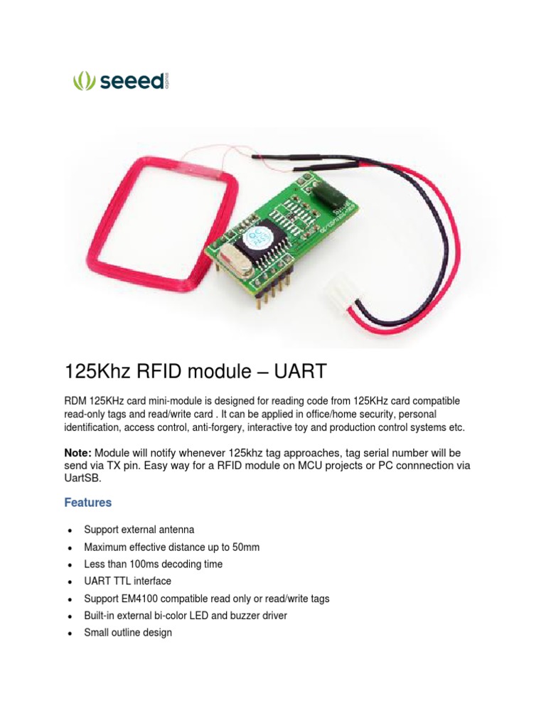 125KHz RFID Module UART Guide | PDF | Radio Frequency Identification ...